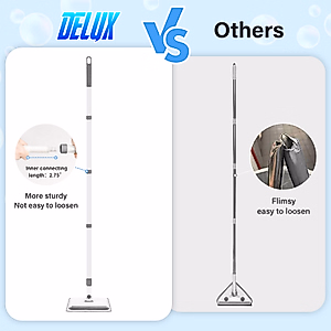 Baseboard Cleaner Tool with Handle, DELUX Baseboard Cleaner with Extendable Long Handle, 4 Reusable Cleaning Pads Wall Cleaner for Baseboards Cleaning, Ceiling, Wall, Floor, Shower Bathroom Kitchen