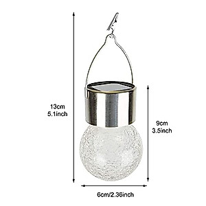 1Pc Hanging Solar Light Outdoor,Mini Cracked Glass Ball Lawn Solar Powered Pathway Outdoor Decorative Hanging Ball Light,for Garden,Yard,Patio,Tree,Holiday Party Decoration(White)