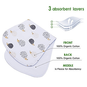 MiiYoung 5-Pack Baby Burp Cloths for Boys, Triple Layer, Organic Cotton, Soft and Absorbent Towel, Burping Rags for Newborns Set