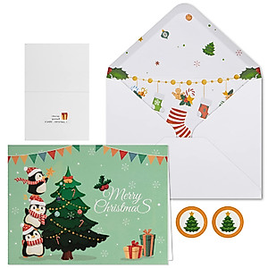 HERZOME Christmas Cards, Holiday Greeting Cards with Envelopes and Stickers 6.3in x 4.72in - Set of 30 - Animal Collection for Winter Xmas Season