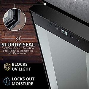 Ivation 34 Bottle Compressor Wine Cooler Refrigerator with Wi-Fi Smart App Control Cooling System | Large Freestanding Wine Cellar Fridge For Red White Champagne or Sparkling, Black Glass Door & Lock