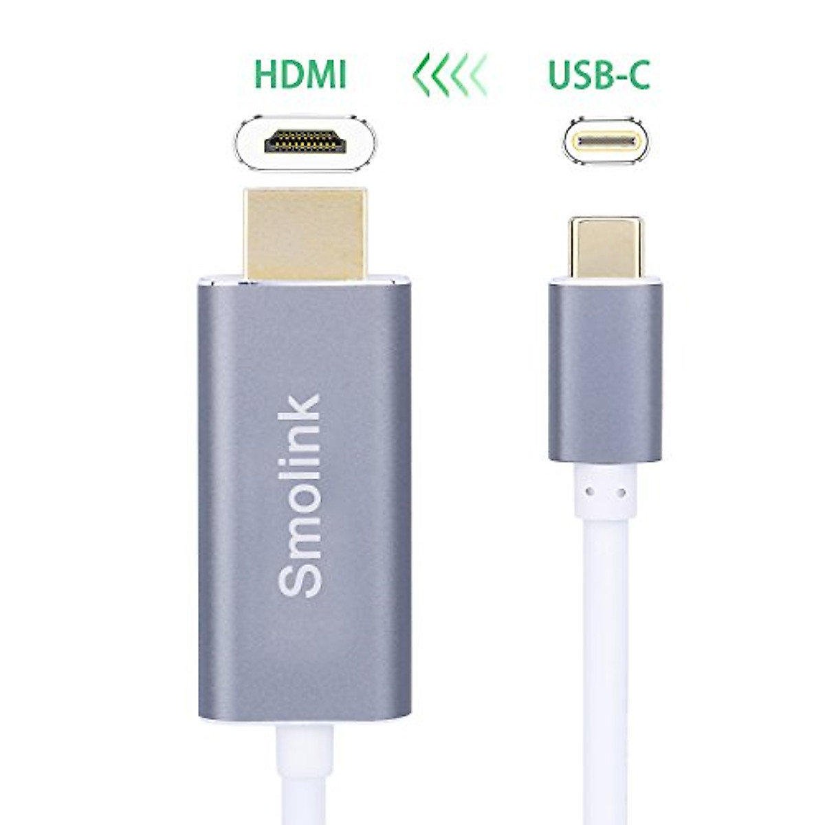 Smolink USB-C to HDMI Cable 15ft/4.5m(Thunderbolt 3 Compatible, HecToo USB-C HDMI 4K 60Hz Cable for 2017/2016 MacBook Pro, 2015 MacBook