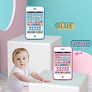 GAGINAN Baby Phone /Kids Tablet Learn Alphabets Words Numbers Music ABC Learning for Toddlers Educational Toy for 3Years+ (Blue)