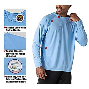 UPF 50 Shirts for Men Long Sleeve UV Shirts Sun Shirts Running Shirts Workout Shirts Fishing Shirts Rashguard Hiking Shirts Gym Shirts Blue