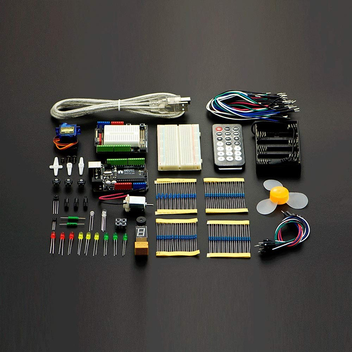 DFROBOT UNO R3 Complete Starter Kit for Arduino with Detailed Tutorial - Compatible with Arduino UNO R3 and Arduino IDE for Electronics and Arduino Programming Learning