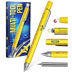 Gifts for Men Dad Multitool Pen - Christmas Stocking Stuffers Birthday Tool Gifts for Men Dad Women Husband Cool Tool Gadgets for Engineers Construction Workers Carpenter with LED Light Pocket EDC Pen
