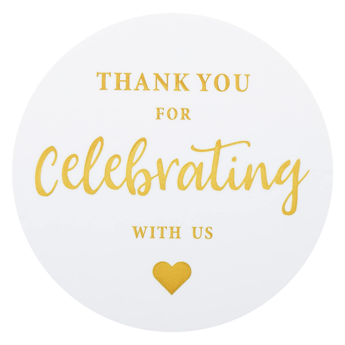 G2PLUS Thank You for Celebrating with Us Stickers,60PCS 2 Inch Round Thank You Sticker Labels for Invitation Envelopes for Wedding, Birthday Baby Shower, Party Favor (Gold)