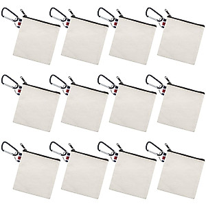 Muka 12 Pack Coin Purse & Metal Clip 4-1/4 x 4-1/4 Inches Natural Cotton Canvas Zipper Pouch