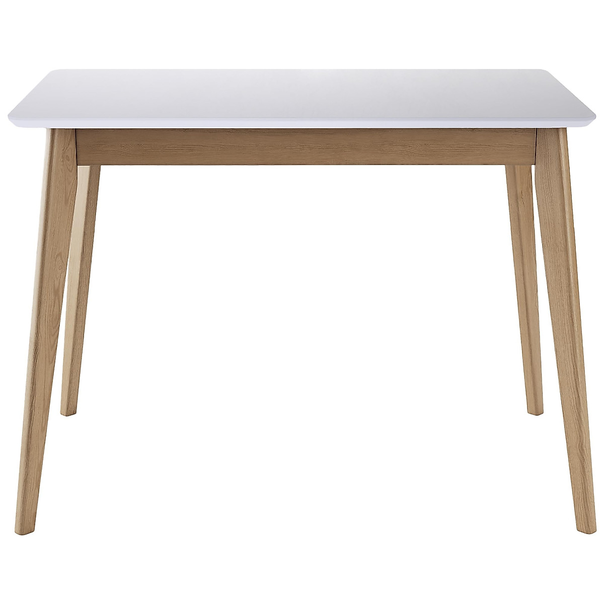 DAIVA CASA Pegasus Rectangular Dining Table - Birch Solid Wood Kitchen & Dining Room Furniture - Mid Century Modern Scandinavian Style – White Brown Kitchen Table for Small Space – 40х24 inch