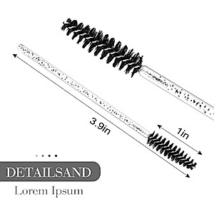 300 Pcs Disposable Crystal Mascara Wand Eyelash Brush Applicator Eyebrow Brush for EyeLash Extension Supplies (Black)