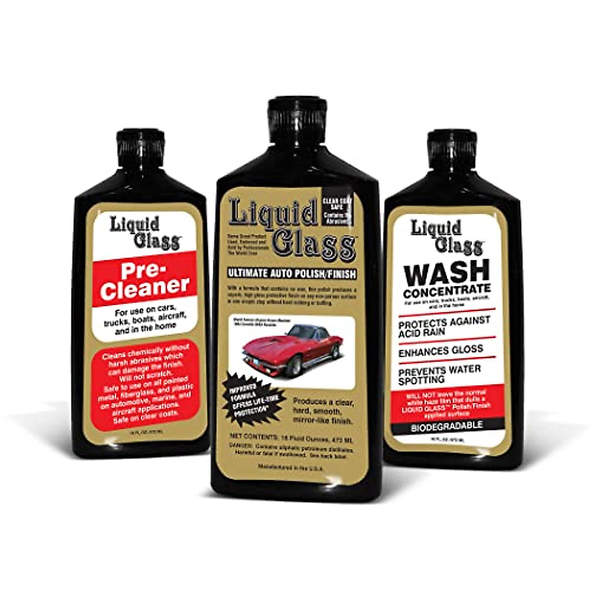 Liquid Glass Polish/Finish, Pre-Cleaner&Liquid Glass Wash Concentrate Kit,16 Oz Bottles-Wash,Pre-Clean, seal and protect your vehicle’s finish Ultimate Auto Polish/Finish