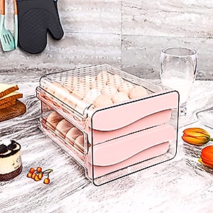 BBG Airtight Food Storage Container with Easy Lock Lids, Pink Plastic Egg Holder, Egg Storage Container for Refrigerator