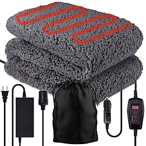 Zone Tech Sherpa Fleece Travel Blanket Grey Cozy Soft Plush Warm Fuzzy Automotive Comfortable Car Seat 59" x 43” Blanket -Great for Winter, Home, Office and Camping