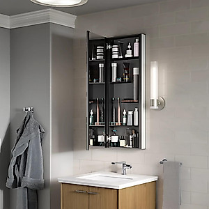 KOHLER K-81147-DA1 Maxstow Frameless Surface Mount Bathroom Medicine Cabinet, 15" x 40", Dark Anodized Aluminum