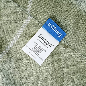 Bangya Acrylic Plaid Throw Blanket with Decorative Fringe for Travel，Bed, Sofa, Couch,Office (Green, 50inch x 60inch)