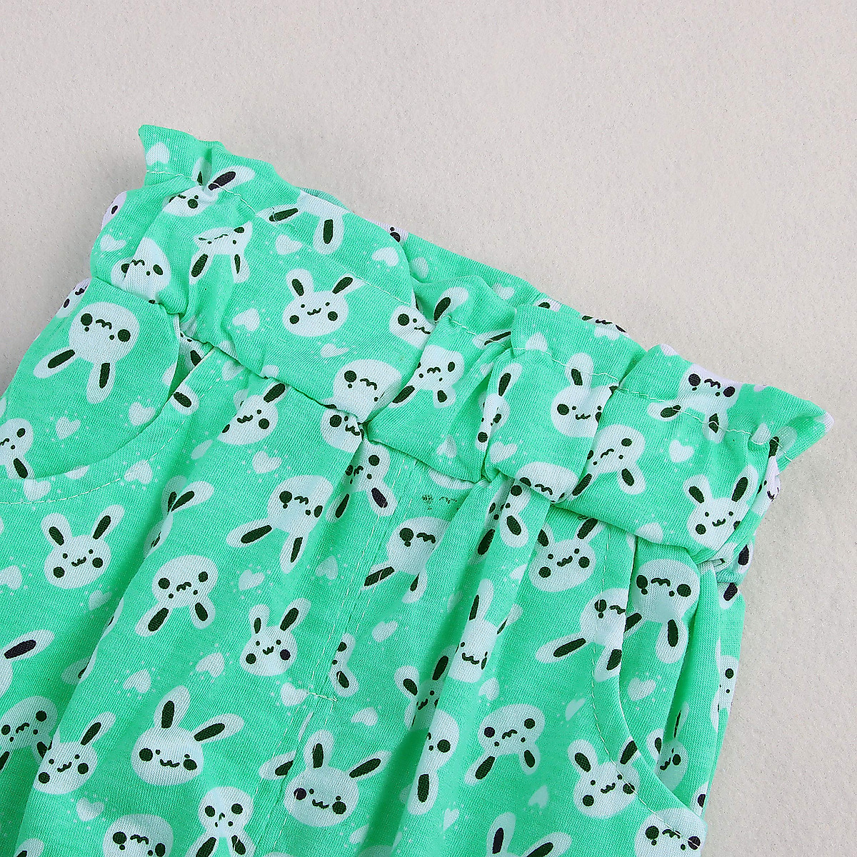 CM C&M WODRO Toddler Kids Baby Girls Easter Outfits Long Sleeve T-Shirt Tops Pants Bunny Clothing Sets (Green, 18-24 Months)