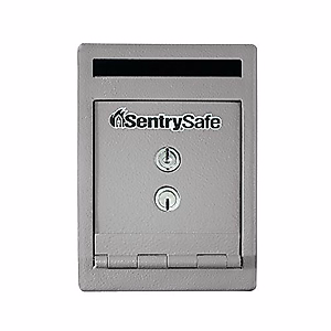 SentrySafe Depository Safe with Dual Key Lock, Steel Drop Slot Safe for Offices and Businesses, Stores Cash, Money, 0.23 Cubic Feet, 8.5 x 6 x 12.3 Inches, UC-025K