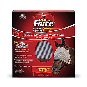 Manna Pro Equine Fly Mask | Pro-Force Mask with Adjustable Fit |Fits Horses 900-1200 lbs