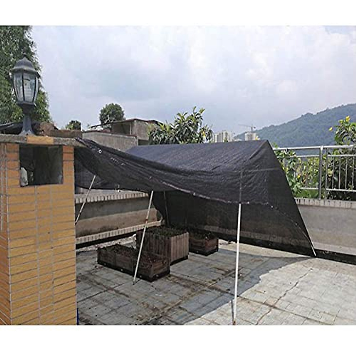 ALBN-Shading net Patio Sunscreen Breathable Anti-UV Tear Resistance Polyethylene, 20 Sizes (Color : Black, Size : 4x12m)