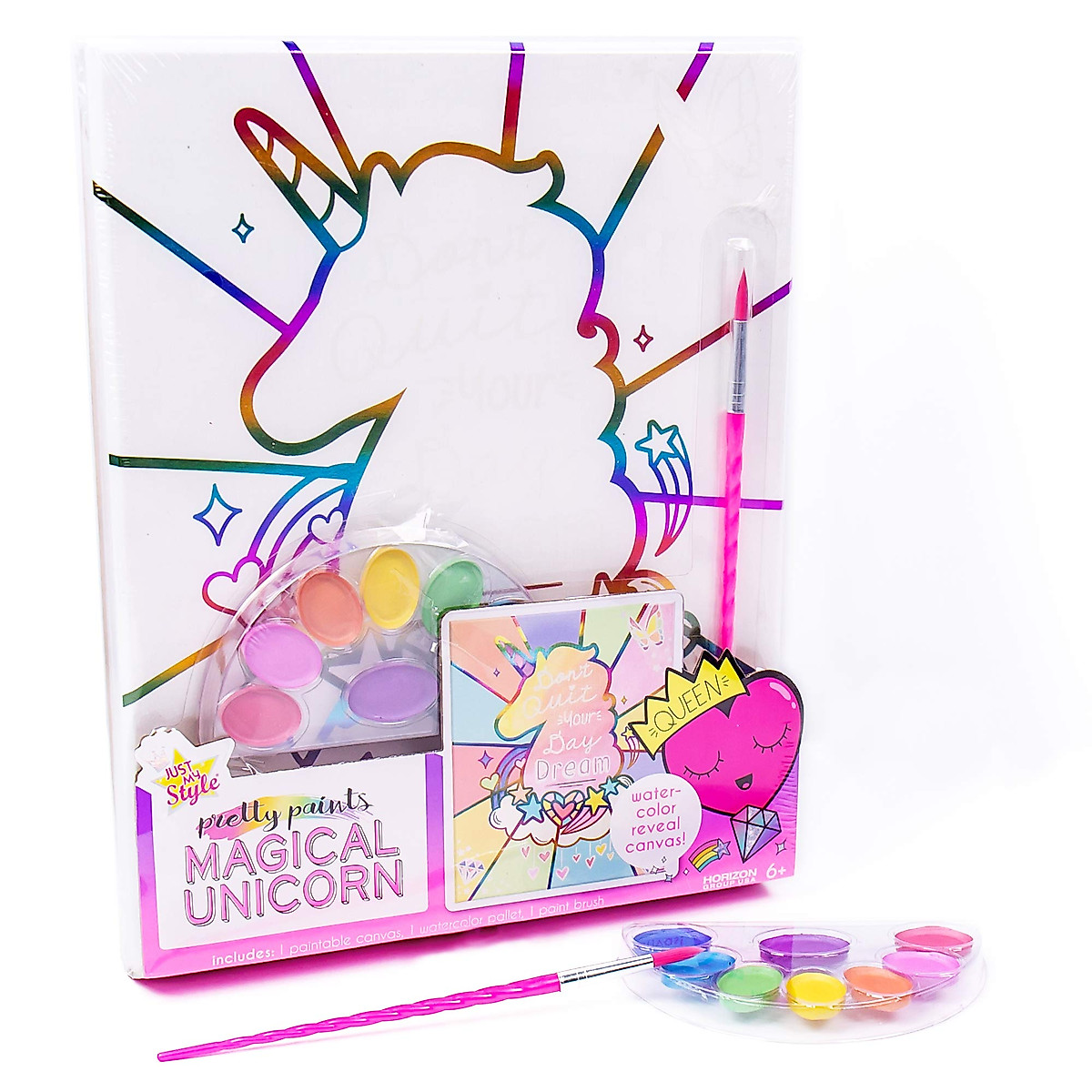 Just My Style Canvas- Magical Unicorn, Pre-Printed Paint Your Own Canvas Art by Horizon Group USA