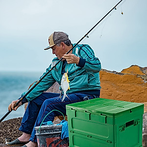 MOLOY ZOVM Folding Storage Box Collapsible Lidded Home Storage Bins Folding Table Camping Storage Box Multi Function Box Car Organizer Picnic (Green)