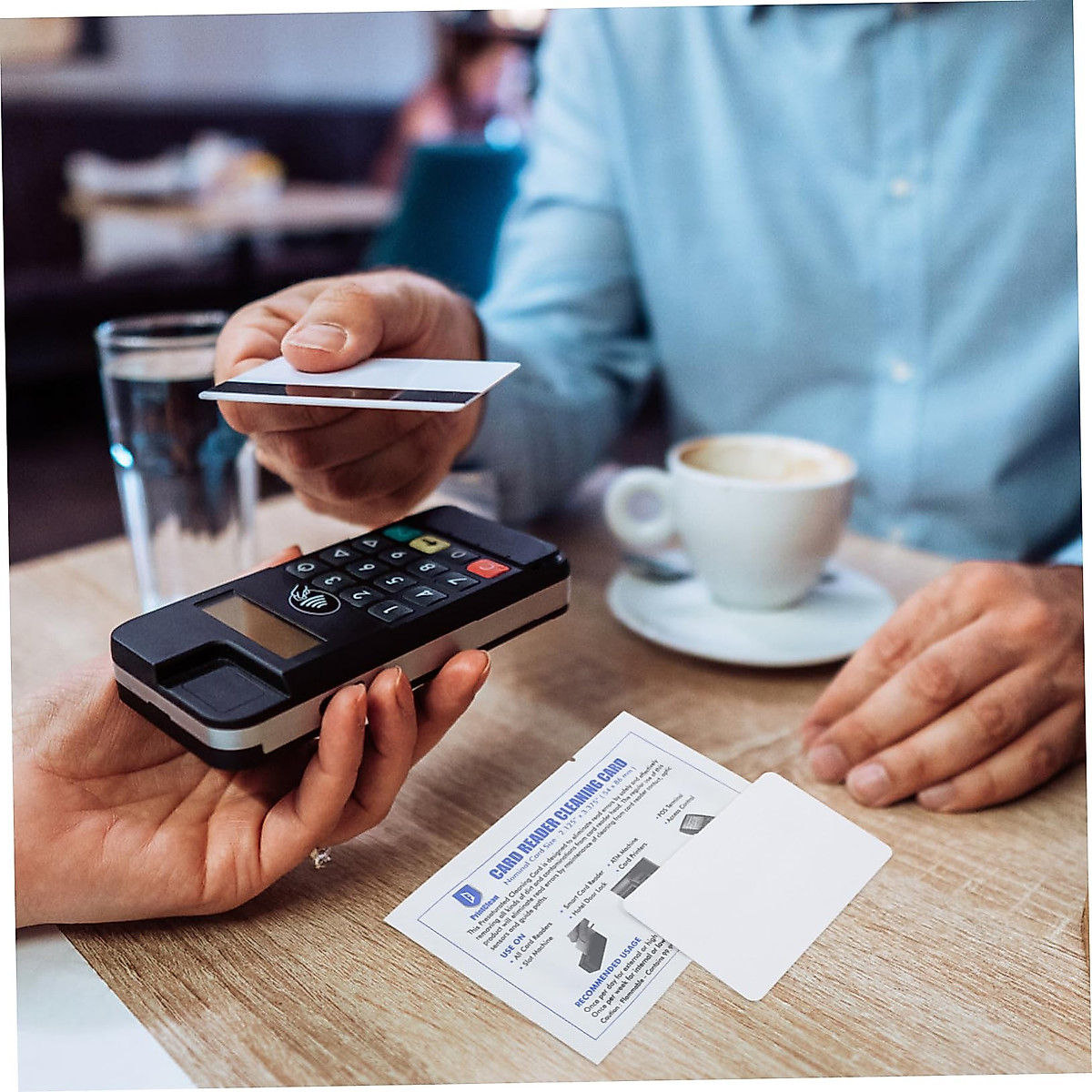 Tofficu 10pcs Cleaning Tool for Card Readers All Purpose Cleaner Terminal Card Reader Cleaners Credit Card Reader Machine Cleaning Cards Blank Card Reader Cleaner PVC White