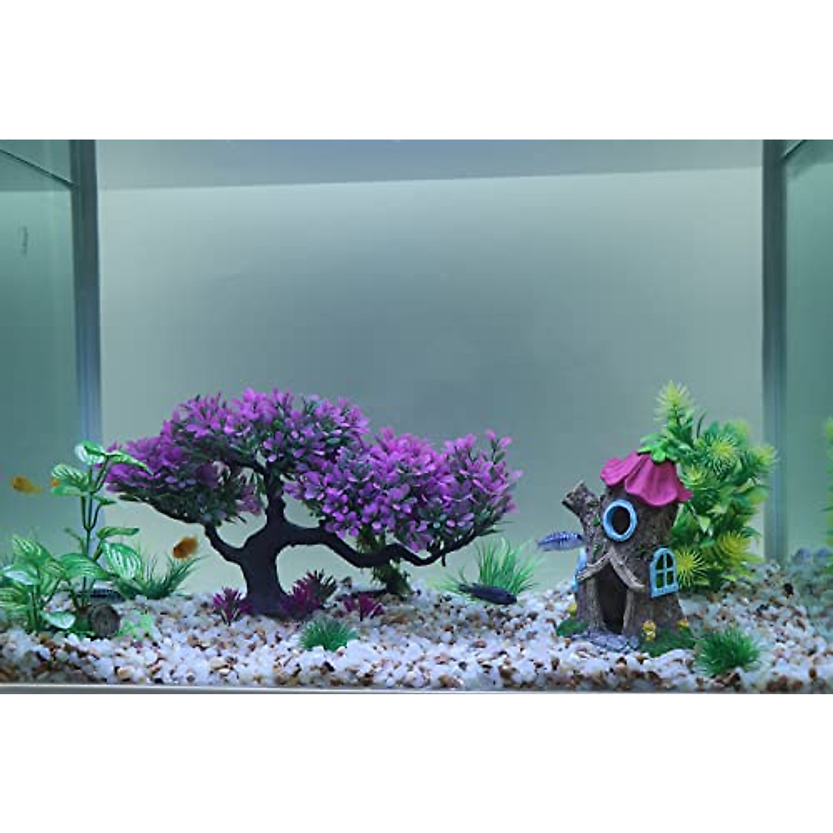 HRRIVE Fish Tank Aquarium Plants, Professional Fish Tank Decorations, Artificial Aquatic Plants, Betta Fish Accessories, Curved Branch Design, Made of Plastic, Pack of 1, Purple
