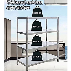 Generic XBSM Stainless Steel Shelves 4-Tier Adjustable Shelving Unit Heavy-Duty Shelf Suitable for Kitchen Commercial Restaurant Garage Storage 200lb Per (35.5L×13.7W inch)