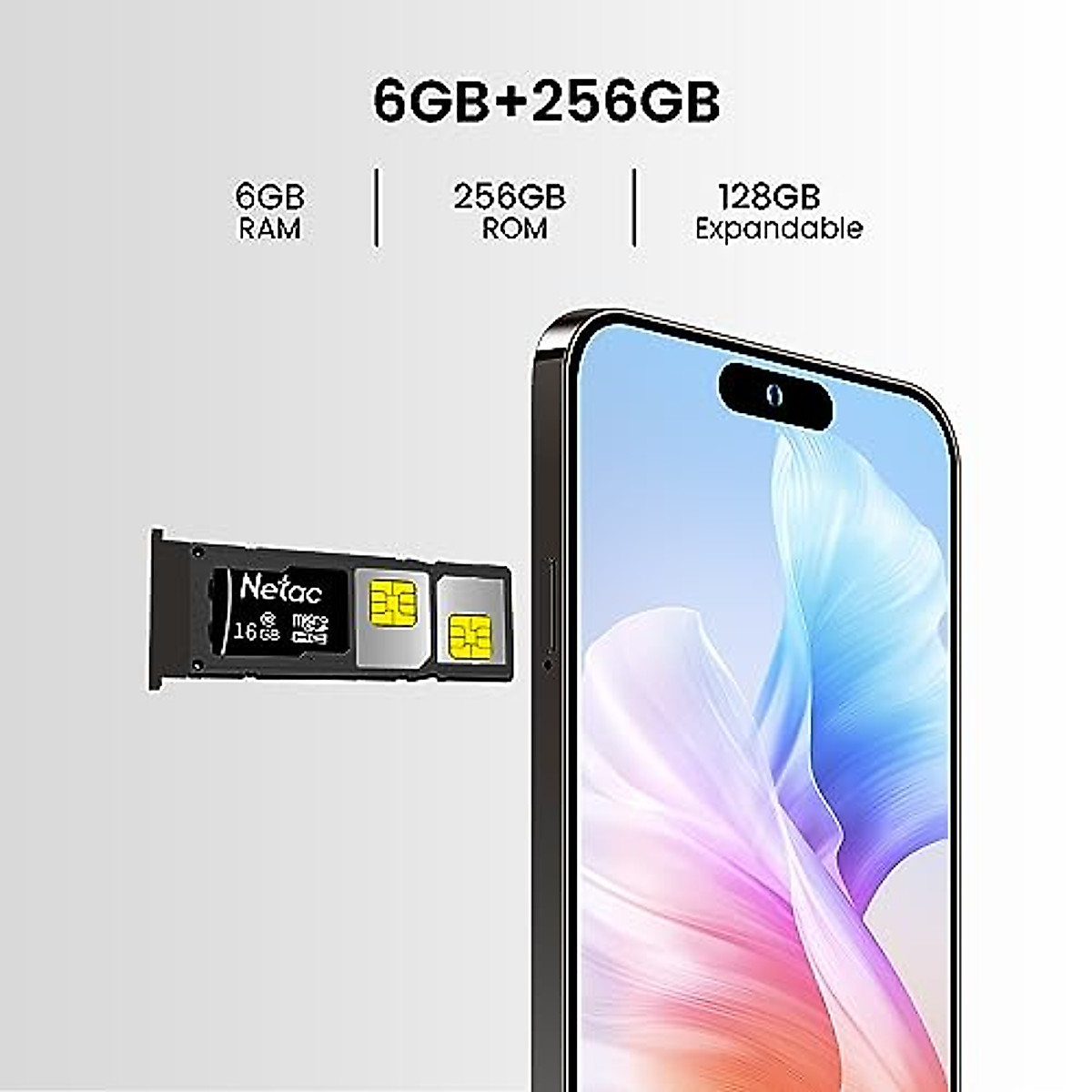 SANSHREUNI A14 Pro Max Unlocked Smartphone, 6+256GB Android 13 Unlocked Cell Phones, 6.82" FHD+ Display 64MP Camera 5G, Black