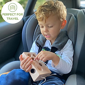 Montessori Wooden Cheese Lacing and Threading Activity Toy: Early Educational Fun for Babies, Toddlers, Boys, and Girls