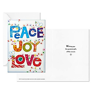 Hallmark UNICEF Boxed Christmas Cards, Peace Joy Love Lettering (12 Cards and 13 Envelopes) (1XPX2015)