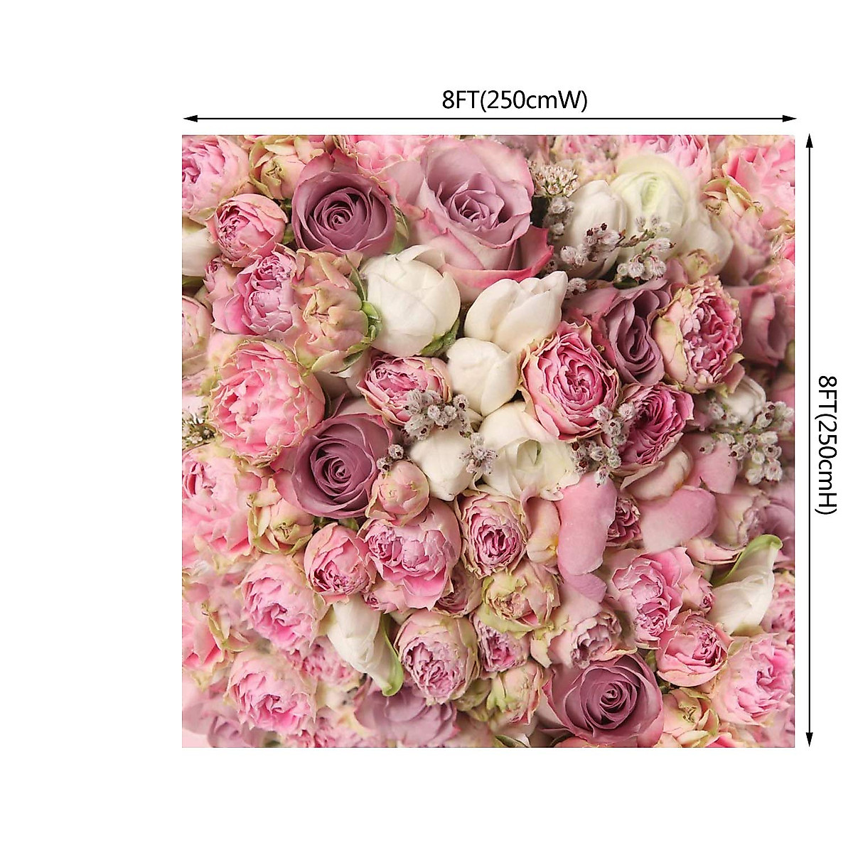 KonPon 8x8ft Flowers Backdrop Rose Floral Party Wedding Backdrops for Photography Baby Shower Marriage Photo Backdrop for Studio Props KP-156