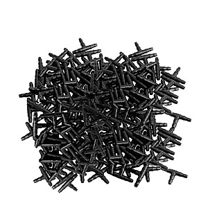 Drip Irrigation Kit Adjustable Drip Irrigation Dripper, Drip Irrigation Tee Rod Connector, Lawn and Herb Garden Irrigation Hose Fitting Sprinkler Irrigation System / 50 Pairs(Black+ Red)