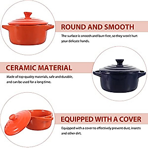 UPKOCH Ceramic Baking Pan 2pcs Ceramic Soup Bowls with Handles Rice Bowls Food Containers with Lid Serving Bowl for kitchen French Onion Soup Oven Microwave Dishwasher Safe Ceramic Soup Bowl