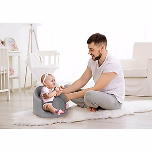 Little Tikes My First Seat Infant Toddler Foam Cushion Floor Support Seat Baby Chair, Grey