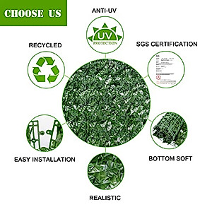 Bybeton Artificial Ivy Privacy Fence Screen - 40" X 120" UV-Anti Fake Leaves Vines - Patio Balcony Privacy, Garden, Backyard Greenery Wall Decor