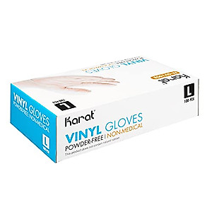 Karat FP-GV1008 Vinyl Powder-Free Gloves (Clear) - Large(Case of 1000)