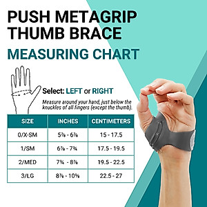 PUSH MetaGrip CMC Thumb Brace for Osteoarthritis CMC Joint Pain. Stabilizes Thumb CMC Joint Without Limiting Hand Function. (Right, Small)