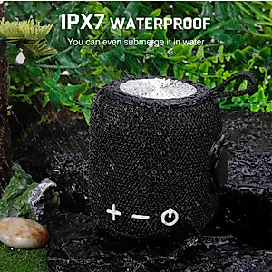 Bluetooth Speaker: Powerful Stereo Sound, IPX7 Waterproof, True Wireless Stereo Pairing, Portable Design, Latest Bluetooth V5.2 - Perfect for Zenfone Go ZB551KL, Beach, Outdoor, Home, Parties- Black