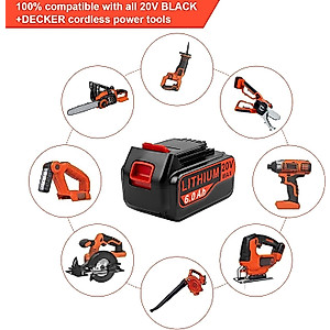 ARyee 6.0Ah 20V LBXR20 LBX4020 Lithium Battery Compatible with Black and Decker 20Volt Max LB20 LBX20 LBXR2020 LB2X4020-OPE LBXR20-OPE Cordless Power Drill Driver Tools