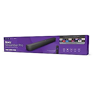 Roku Streambar Pro | 4K/HD/HDR Streaming Media Player & Cinematic Sound, All In One, includes Roku Voice Remote with Headphone Jack for Private Listening, Personal Shortcut Buttons, and TV Controls