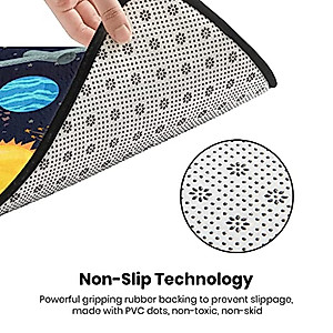 Non Slip Large Area Rugs Durable Thick Floor Mat Doormats Cartoon Space Planets and Spaceships Pattern Printed Floor Pad Rugs Living Room Bedroom Carpet Standing Mat Home Decor 60"x40"
