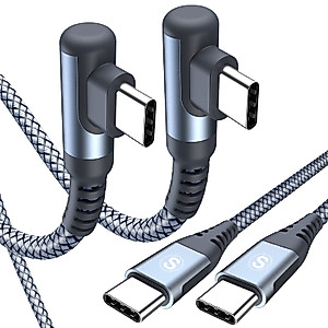 USB-C to USB-C Cable 60w [2-Pack 6.2ft], Right Angle iPhone 15 Fast Charger Cord Compatible with iPhone 15 Plus 15 Pro Max, MacBook Air/Pro,iPad Air/Pro Samsung Galaxy S23 S22 S21 S20+, Note 20 10
