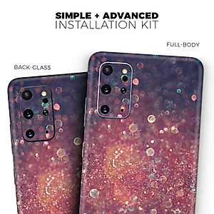 DesignSkinz Red and Blue Unfocused Orbs with Gold Protective Vinyl Decal Wrap Skin Cover Compatible with The Samsung Galaxy S20 (Screen Trim & Back Glass Skin)