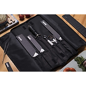 Asaya Chef Knife Roll Bag - 12 Pockets for Knives and Kitchen Utensils - Lightweight, Durable, and Stain Resistant Nylon - Perfect for the Traveling Chef - Knives not Included