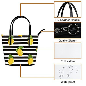Shoulder Bag Tote Bags for Women Summer Black White Striped Leather Shopper Work Handbags Large Casual Bag