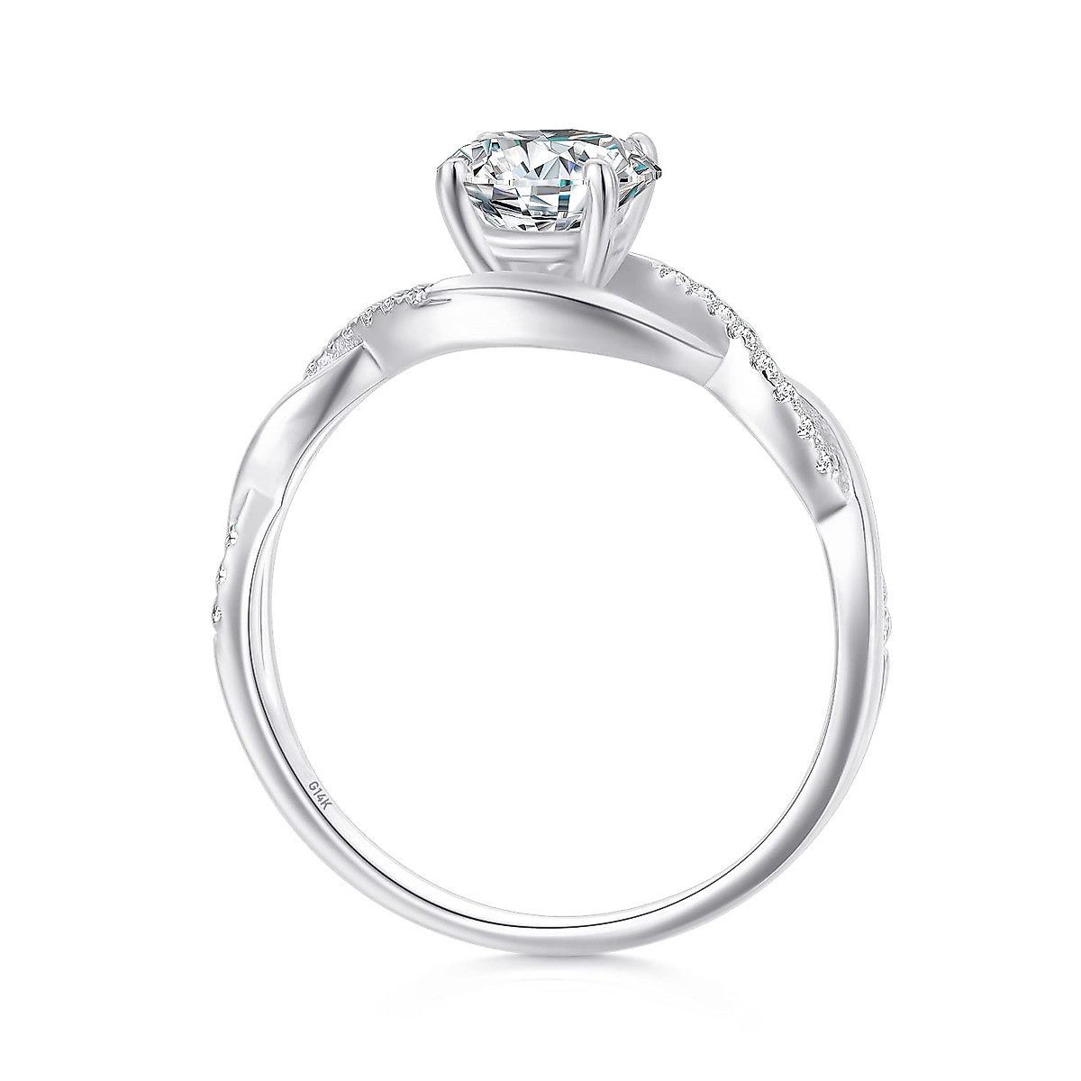 SISGEM 14K Gold Wedding Ring for Women,Split Shank Pave Set 1 Carat Moissanite Engagement Ring With Engraved Name,Wedding Anniversary Size 5-11 (14K White Gold-(Regular), 7)