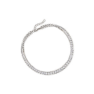 Ross-Simons 10.35 ct. t.w. Princess-Cut CZ Tennis Anklet in Sterling Silver. 9 inches
