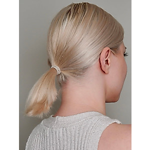 Heliums Thin Hair Elastics - Beige Blonde - 2mm Hair Ties for Thin Hair, 1.75 Inch, Medium Hold No Damage Ponytail Holders - 40 Count