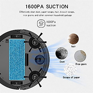 TAPARU Robot Vacuum Cleaner Floor Robot Vacuum Cleaner Sweep and Wet Mopping Floors Carpet Run Auto RechargeAppliance (Color : Black)